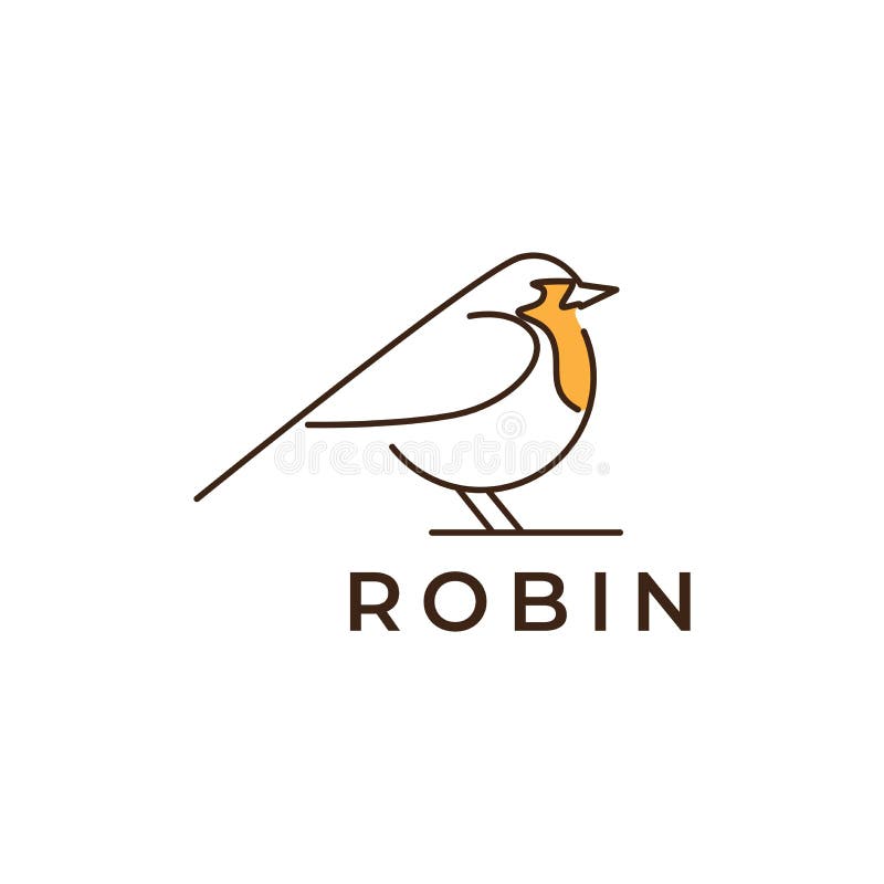 American Robin Bird Abstract Lines Logo Design Stock Vector ...