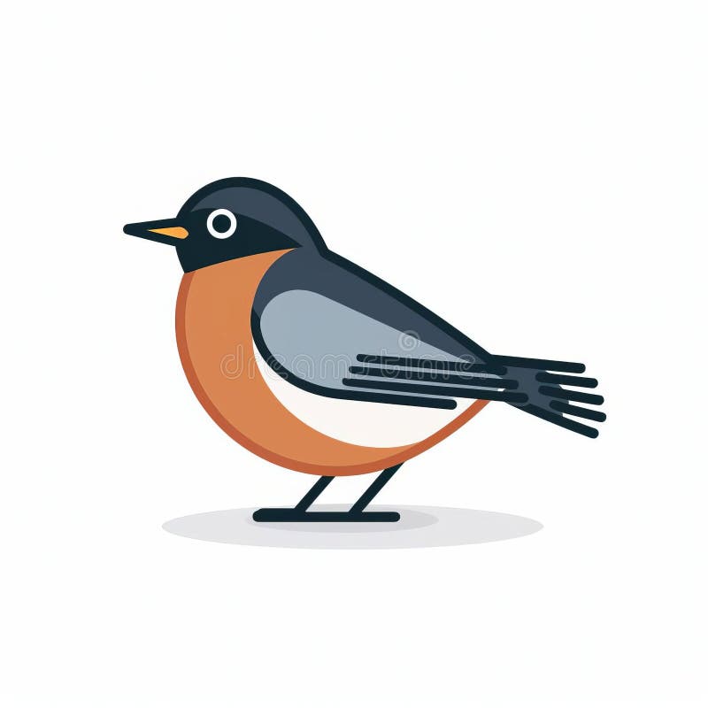 Minimalistic American Robin Icon on White Background in 2d Design Stock ...