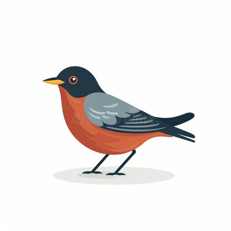 Minimalistic American Robin Icon on White Background in 2d Design Stock ...