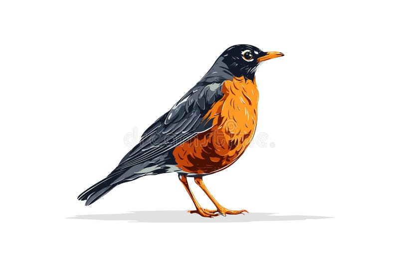 American Robin Red Beak Isolated Stock Vector - Illustration of ...