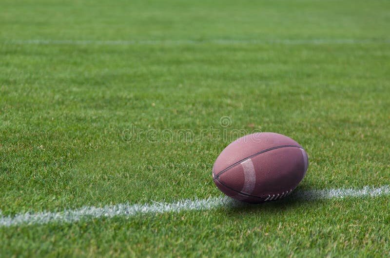 American Rugby Ball on the Grass Stock Image - Image of field, hurt ...
