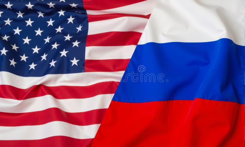 Flags of United States and Russia Placed Together. Global Political ...