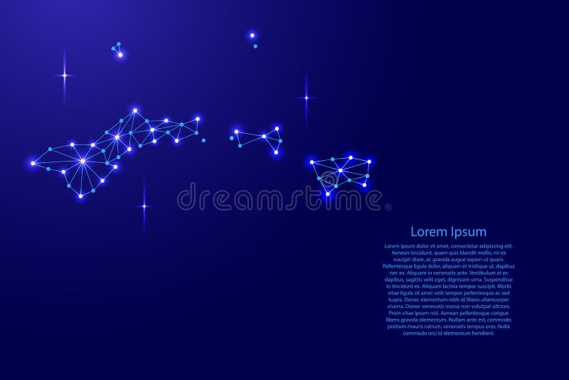 American Samoa Map of Polygonal Mosaic Lines Network, Rays, Space Stars ...