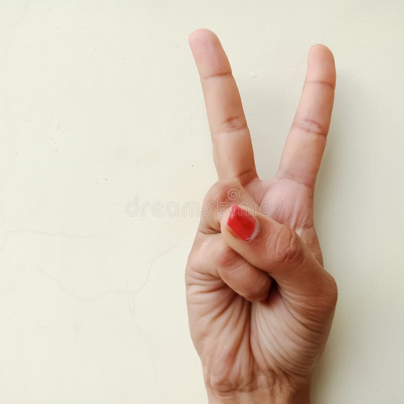American Sign Language Numerical Digit Two Displayed with Isolated Hand ...