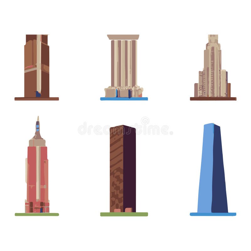 American Skyscrapers Set of Vector Icons Stock Vector - Illustration of ...