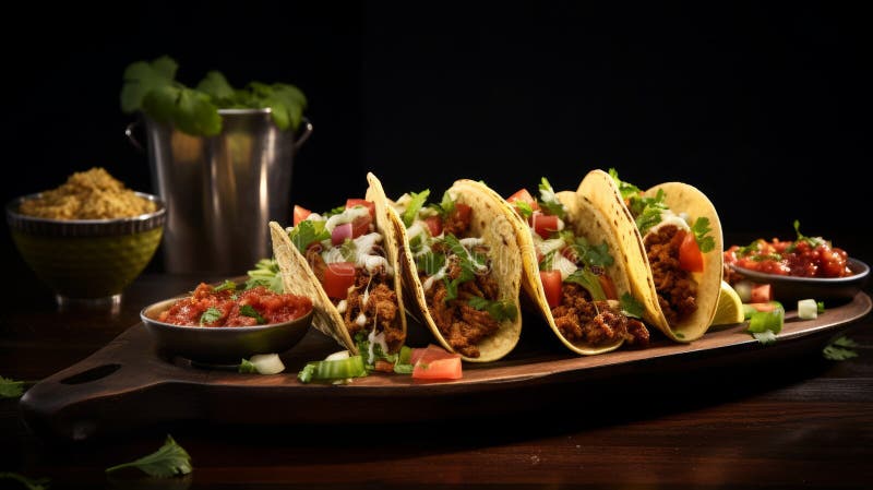 American Soft Shell Beef Tacos with Lettuce Tomato Cheese. Neural ...