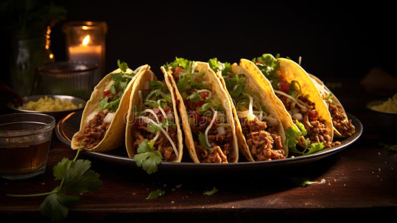 American Soft Shell Beef Tacos with Lettuce Tomato Cheese. Neural ...