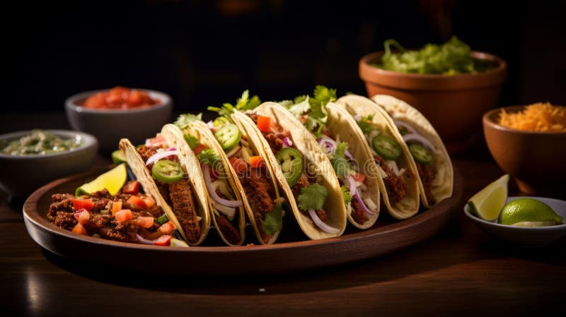 American Soft Shell Beef Tacos with Lettuce Tomato Cheese. Neural ...