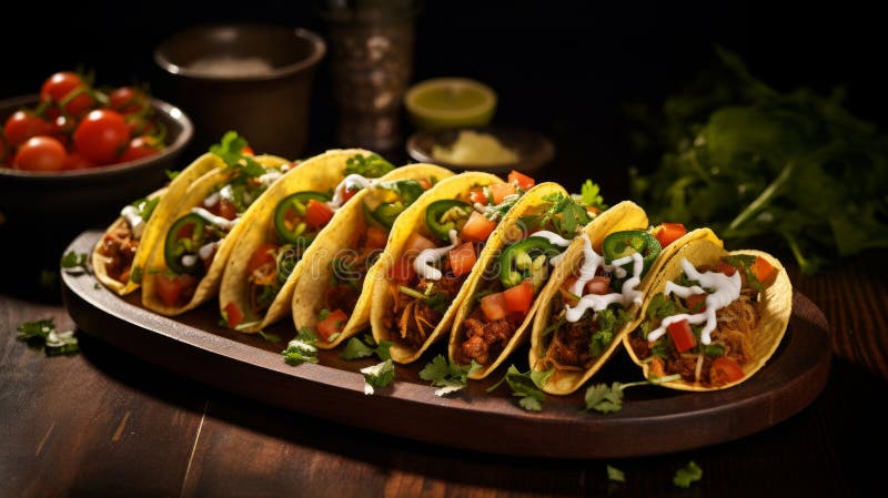 American Soft Shell Beef Tacos with Lettuce Tomato Cheese. Neural ...