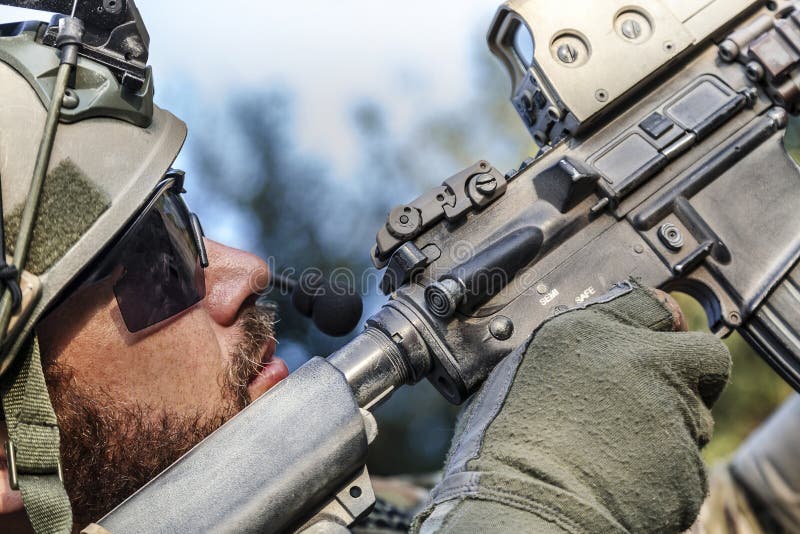 American Soldier Aiming His Rifle Blue Sky Stock Photos - Free ...