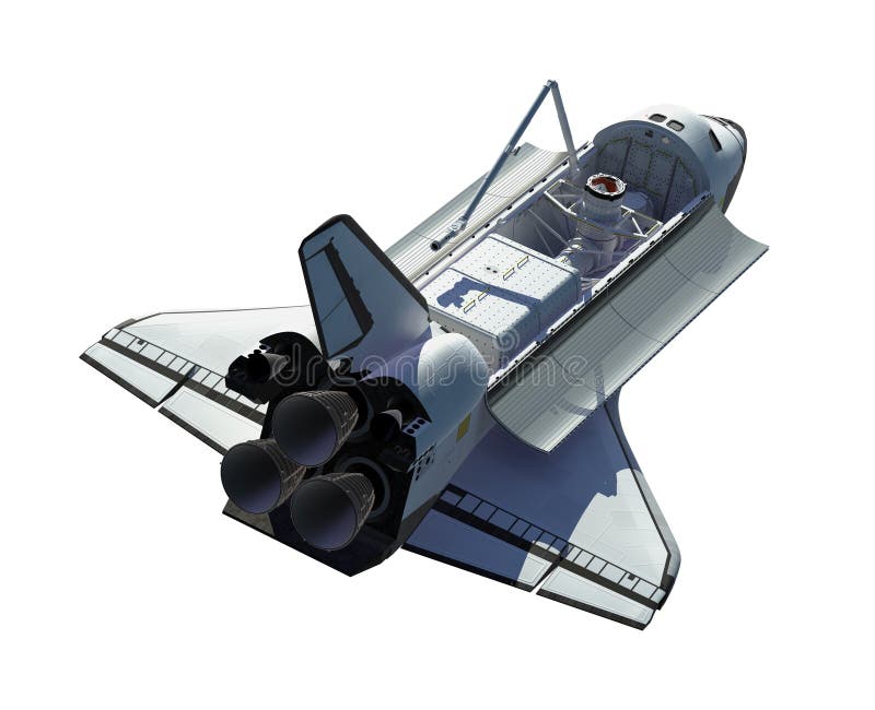 American Space Shuttle Isolated on White Background Stock Illustration ...