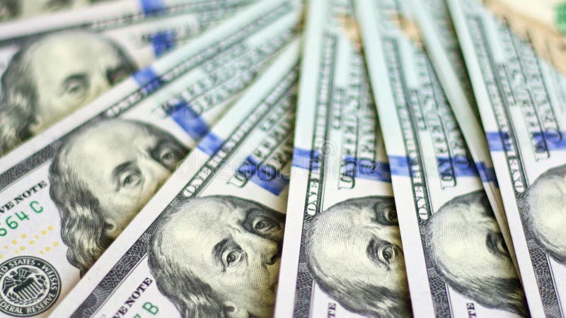 American Stack of 100 Dollar Paper Bills. Background with Money Stock ...