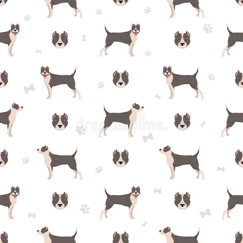 American Staffordshire Terrier Seamless Pattern Stock Vector ...