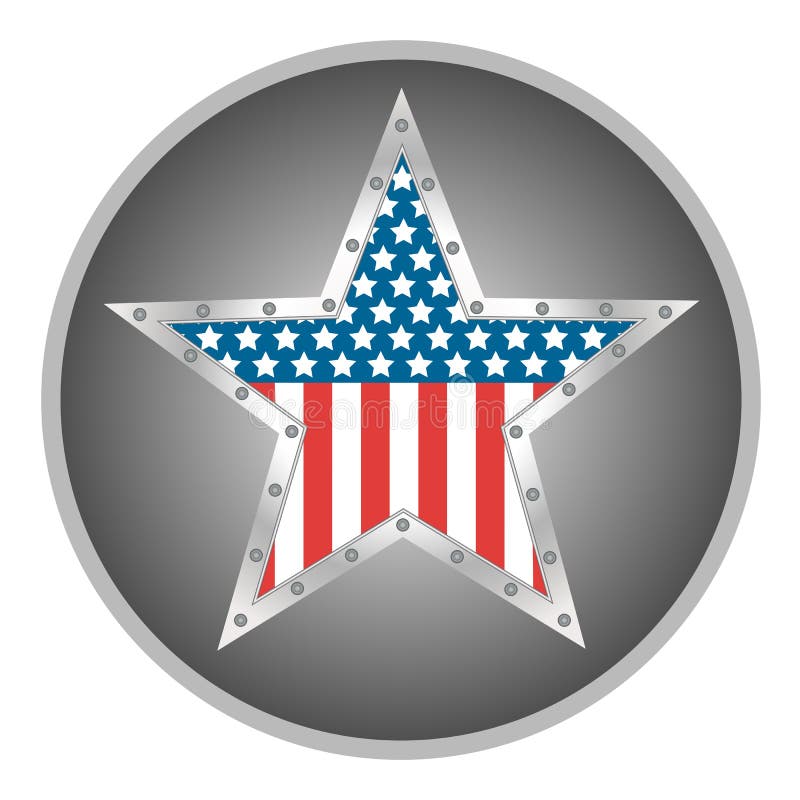 American Star with Metal Stroke Icon Logo Symbol. Stock Vector ...