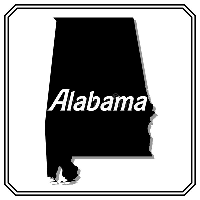 American State of Alabama. Black Map Stock Vector - Illustration of ...
