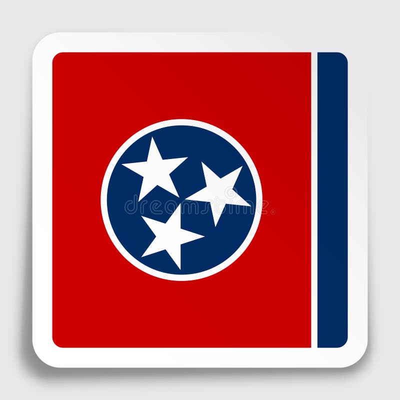 American State of Tennessee Flag Icon on Paper Square Sticker with ...