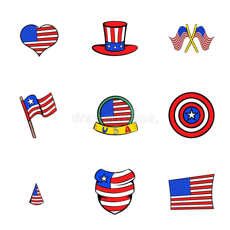 American States Icons Set, Cartoon Style Stock Vector - Illustration of ...