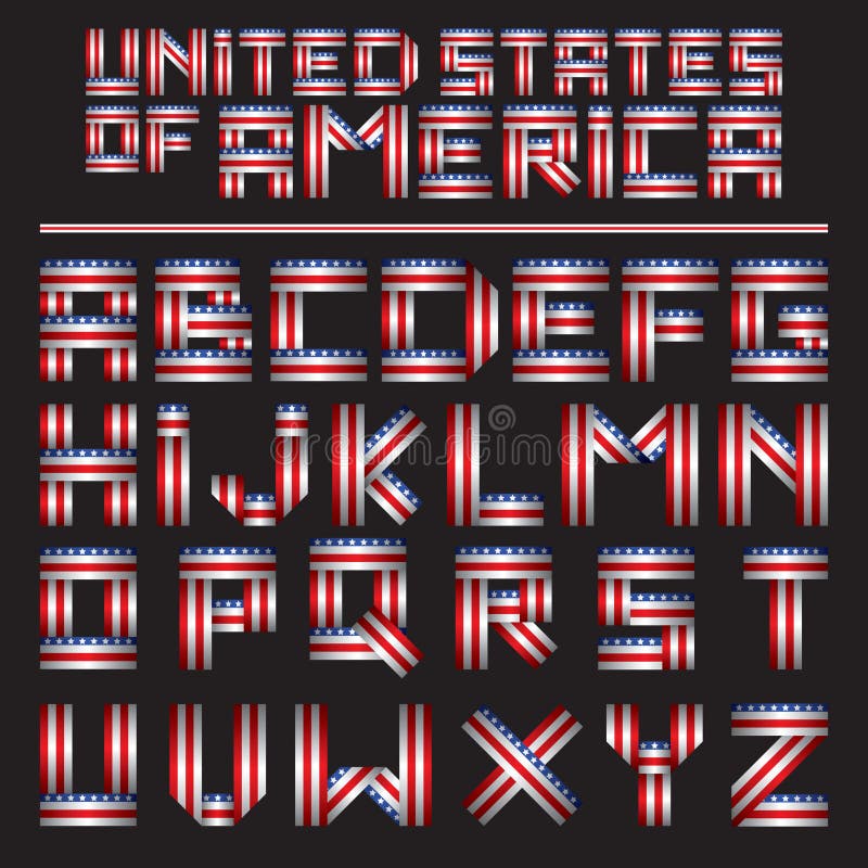 American Style Alphabet Set. Vector Illustration Decorative Background ...