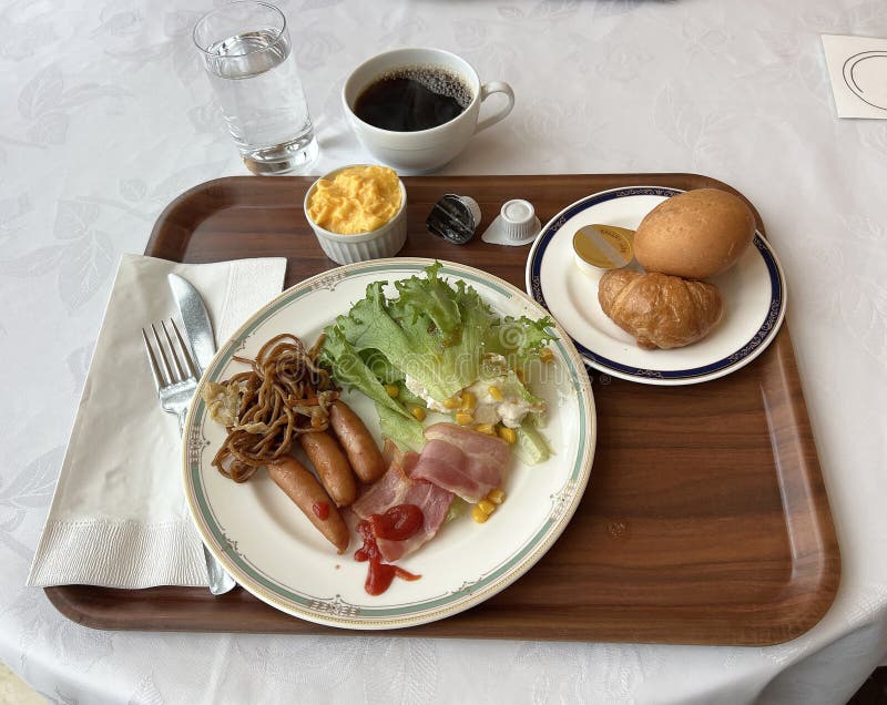 An American-style Breakfast Buffet Served on a Dining Table Stock Photo ...