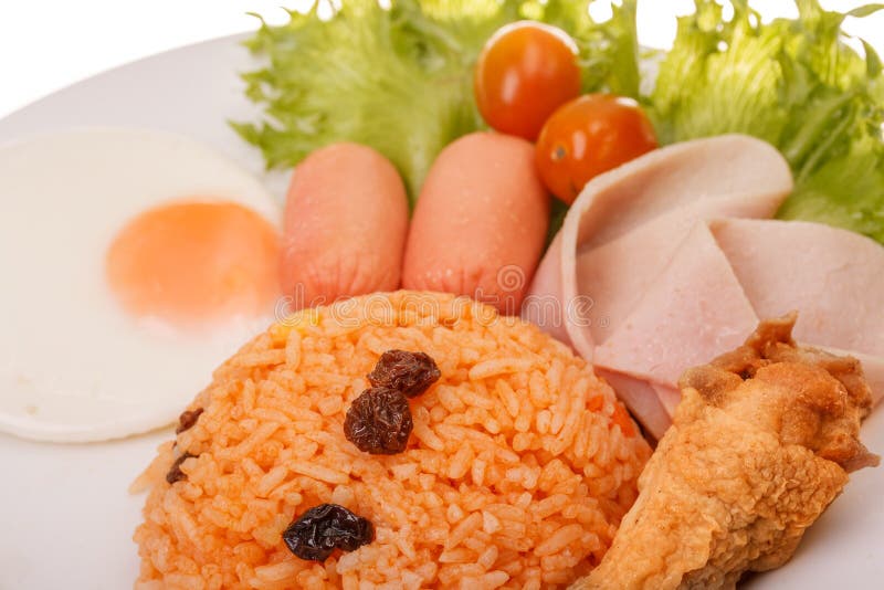 Fried rice stock image. Image of pepper, asian, sausage - 83756789