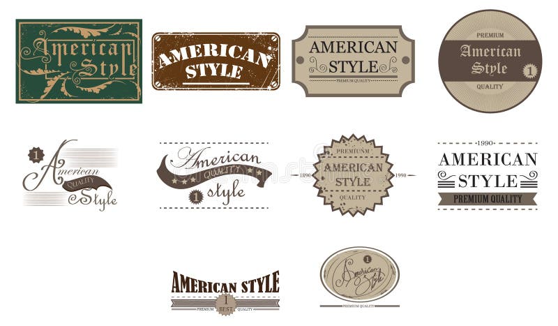 American Style Labels Collection. Vector Illustration Decorative Design ...