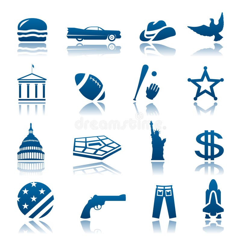 American symbols icon set stock vector. Illustration of sights - 17119042