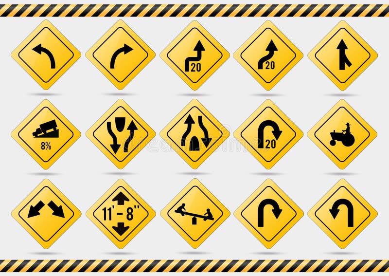 Traffic Signs Collection [14] Out of 19 Stock Vector - Illustration of ...