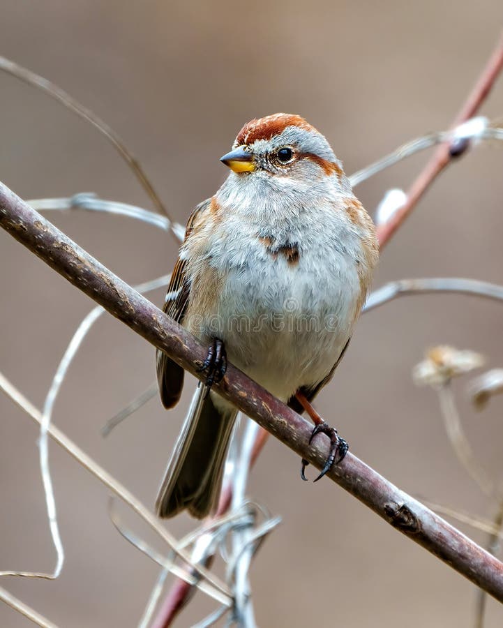American Tree Sparrow Photo and Image. Sparrow Close-up Front View in ...