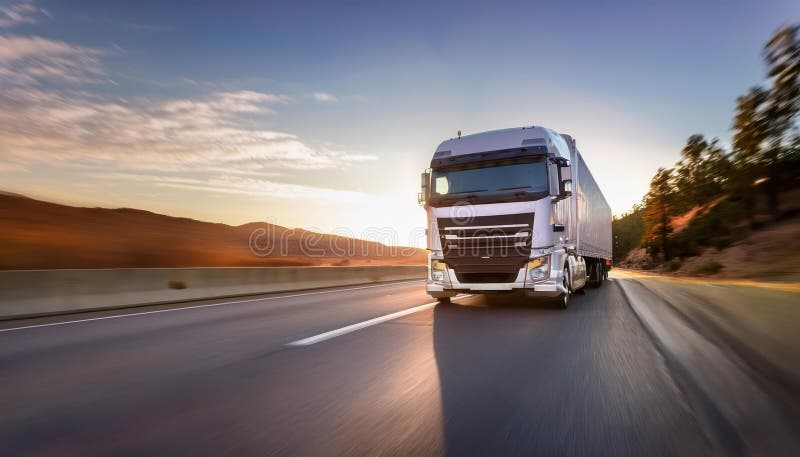 American Truck Speeding Freeway, Blurred Motion Stock Illustration ... American Truck Speeding Freeway, Blurred Motion Stock Illustration ...