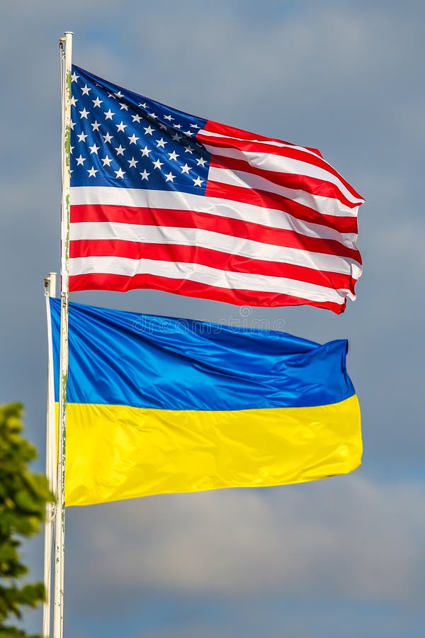 American and Ukrainian Flags Stock Photo - Image of stars, ukraine ...