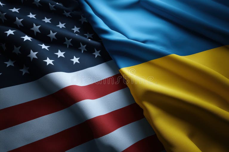American and Ukrainian Flags are Interwoven, Symbolizing Unity and ...