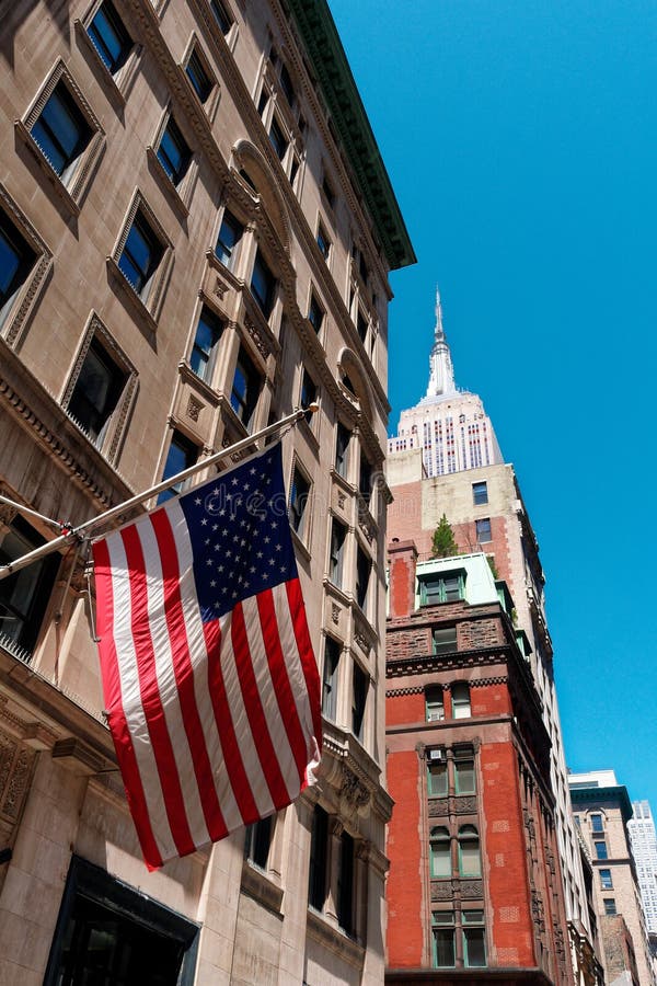 American Usa Flag on Building Stock Photo - Image of american, city ...