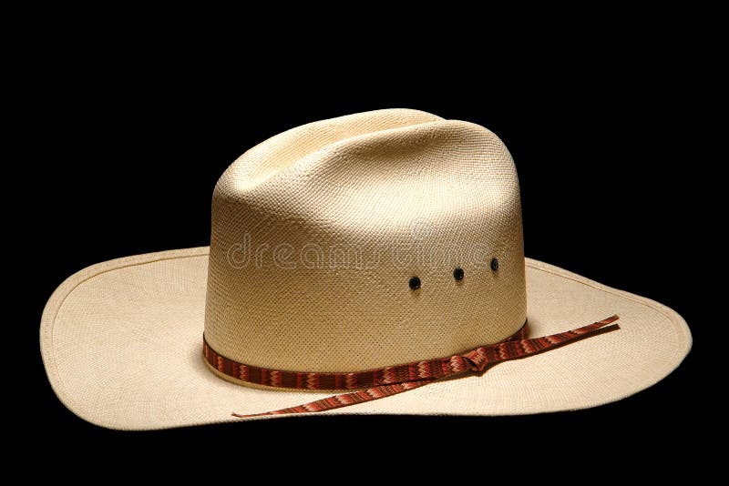 American West Rodeo Cowboy Hat Isolated on Black Stock Image - Image of ...