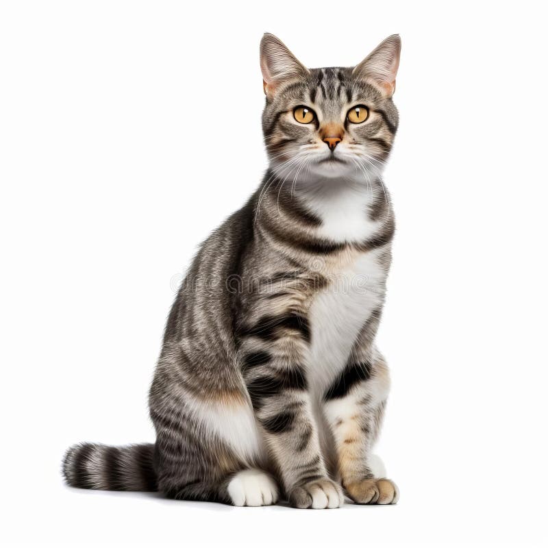 American Wirehair Cat Isolated on White Background Photography Stock ...