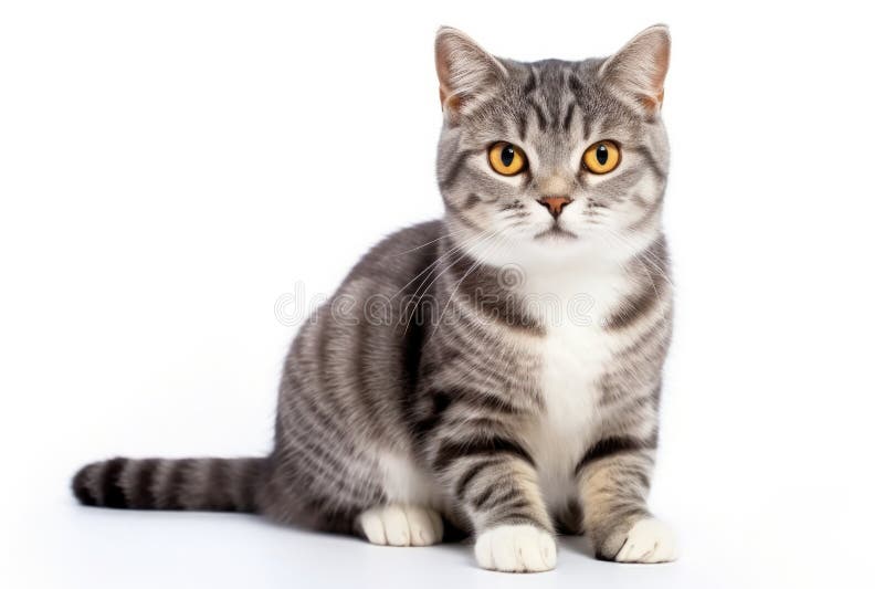 American Wirehair Cat Sitting on a White Background Stock Illustration ...