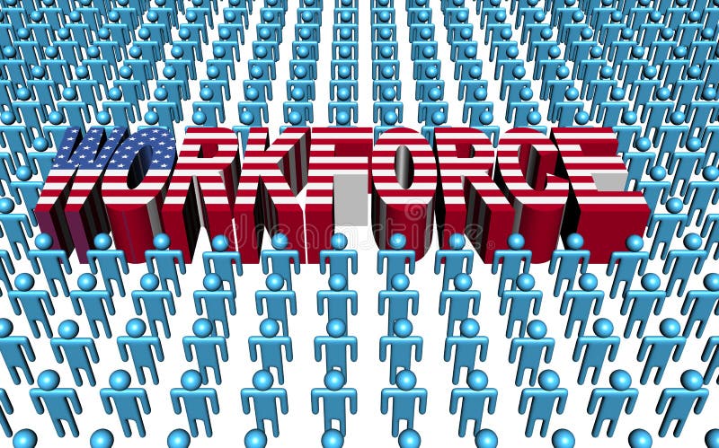 American Workforce with Flag Text Stock Illustration - Illustration of ...