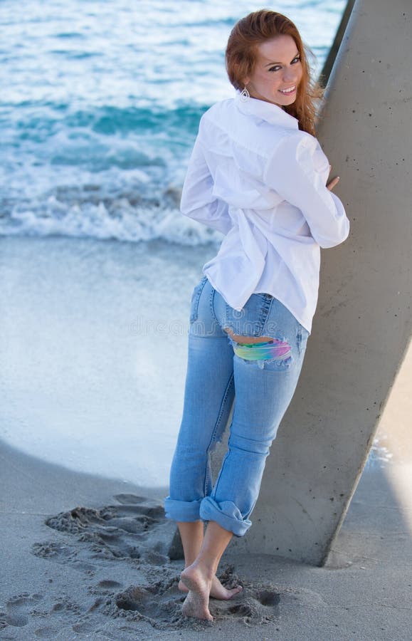 Americana Style Look on the Beach Stock Image - Image of beauty, style ...