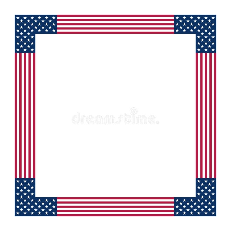 American Flag Motif, Square Frame with Stars and Stripes Pattern Stock ...
