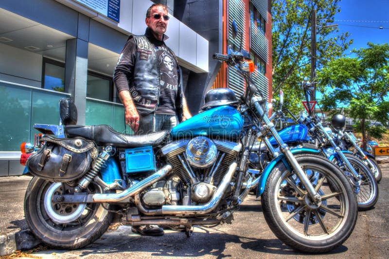 Americano Classico Harley Davidson E Cavaliere Fotografia Stock ...