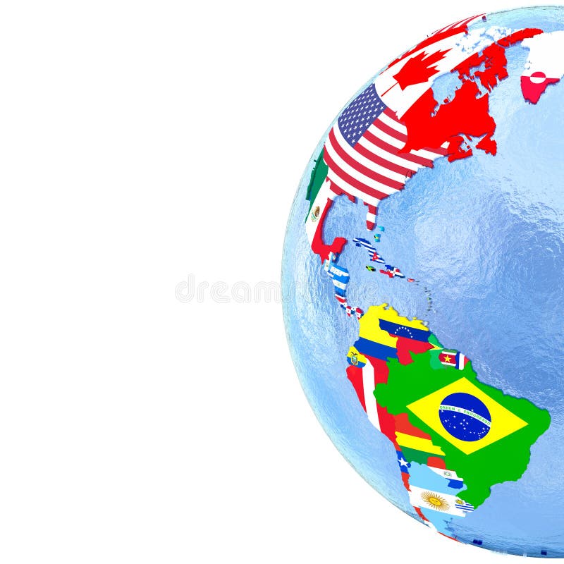 Americas on Political Globe with Flags Stock Illustration ...