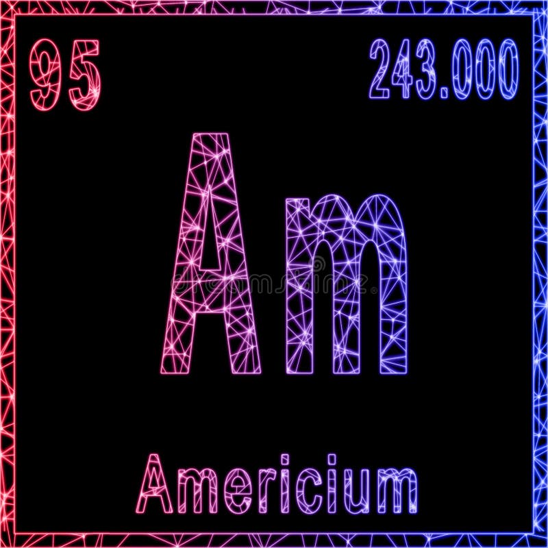 Americium Chemical Element, Sign with Atomic Number and Atomic Weight ...