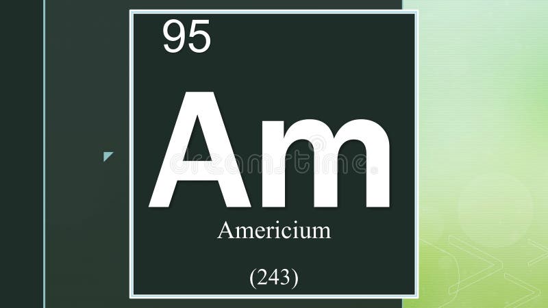 Americium Chemical Element Symbol on Green Solid and Gradient ...