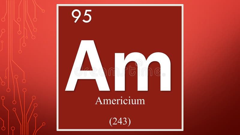 Americium Chemical Element Symbol on Red Abstract Background Stock ...