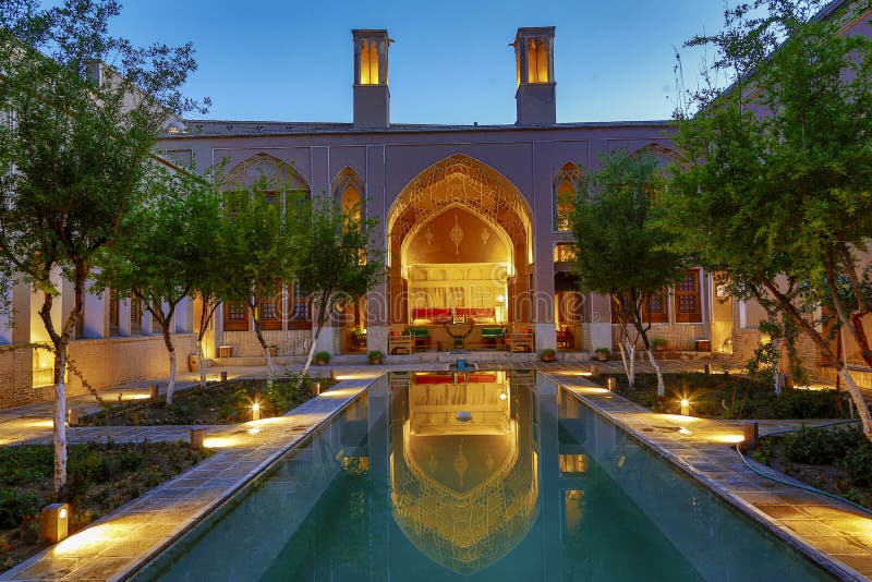 The Ameriha Reflecting Pools in Kahsan Iran after Sundown Stock Photo ...