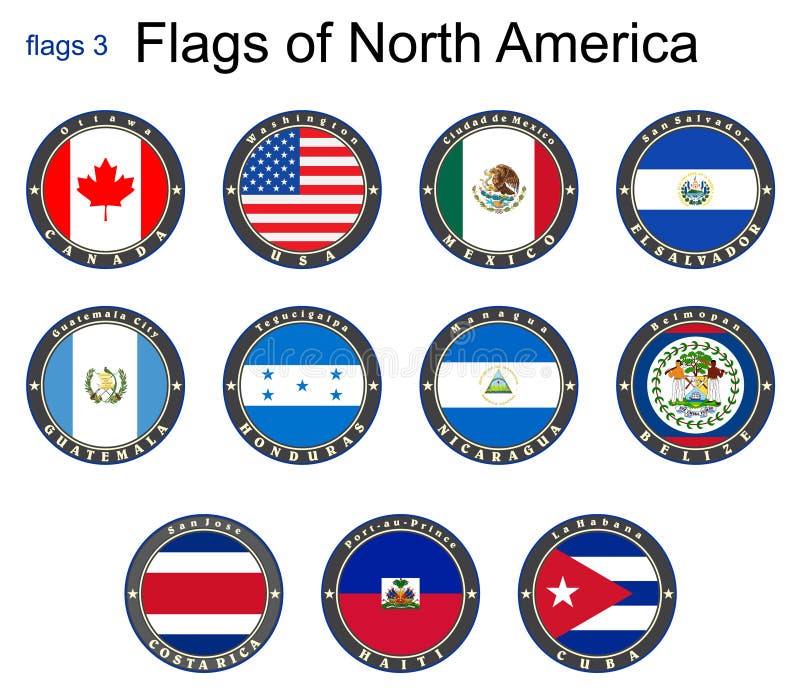 Amerika Flags Nord Flaggor 3 Vektor Illustrationer - Illustration av ...