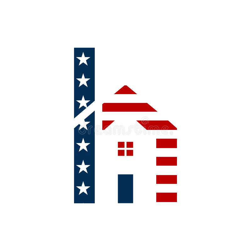 AmerikanH-bokstav Av Huset Logo Design Vektor Illustrationer ...
