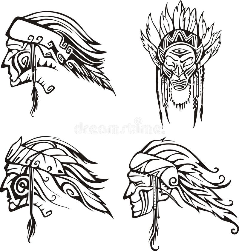 Amerindian Heads stock vector. Illustration of vector - 26005004