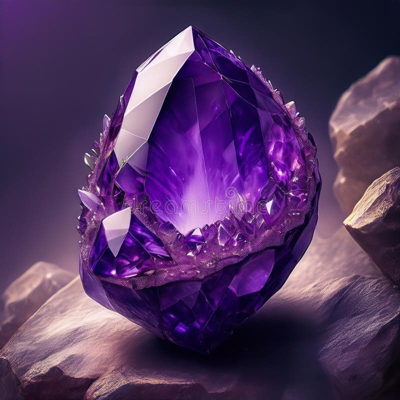 Amethyst, AI generated stock illustration. Illustration of gemstone ...