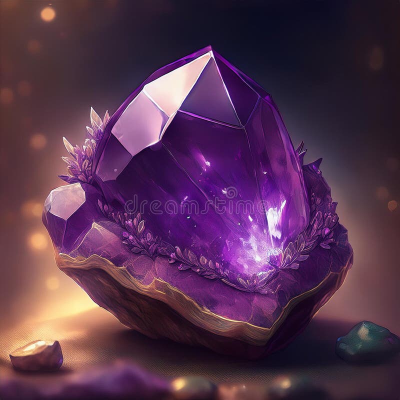Amethyst, AI generated stock illustration. Illustration of lilac ...