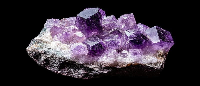 Amethyst Cluster on Matrix with Purple Crystals Stock Photo - Image of ...